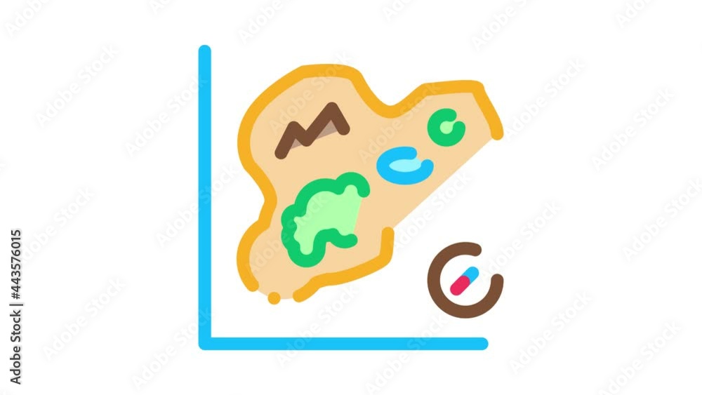 Map Of Island, Cartography Icon Animation. color Geography Island And ...