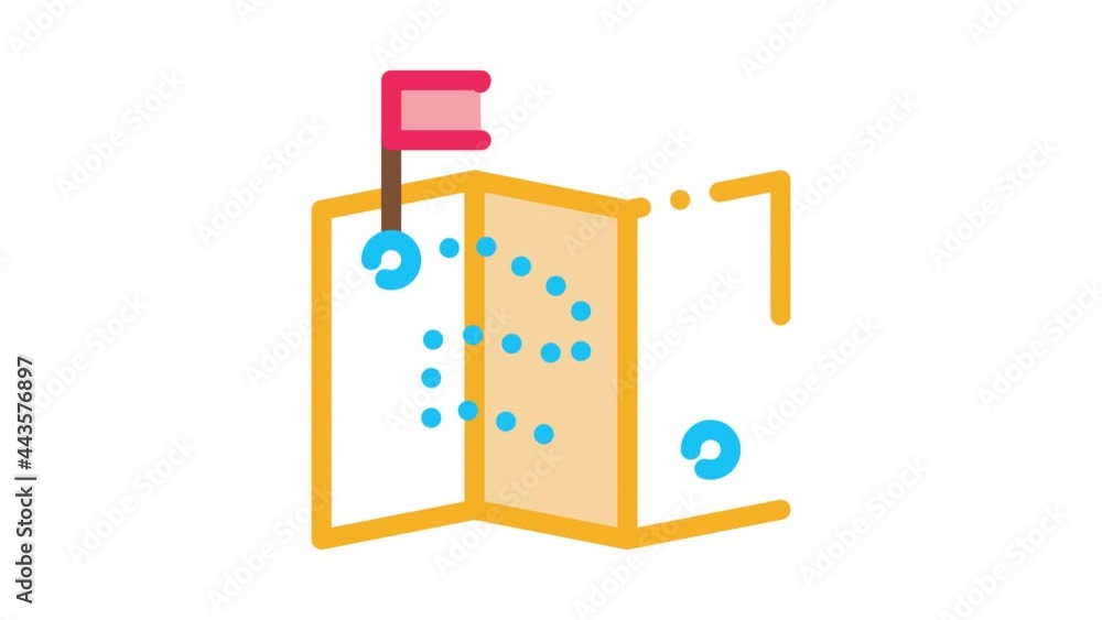 Map Direction Topography Icon Animation. color Paper Map With Point And ...