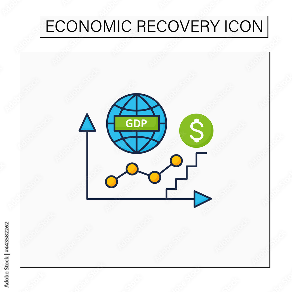 GDP growth color icon. Gross domestic product.Increase in production ...