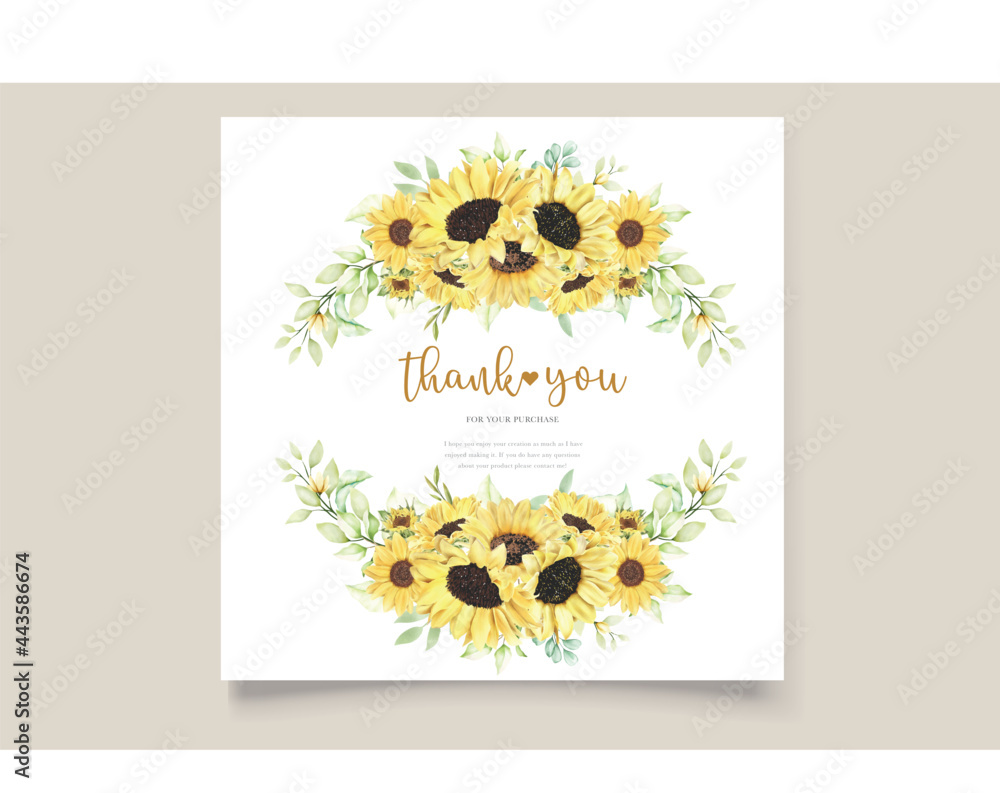 watercolor sunflower invitation card Stock Vector | Adobe Stock
