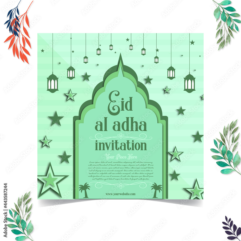 Eid al adha New Invitation flyer Template design Stock Vector | Adobe Stock