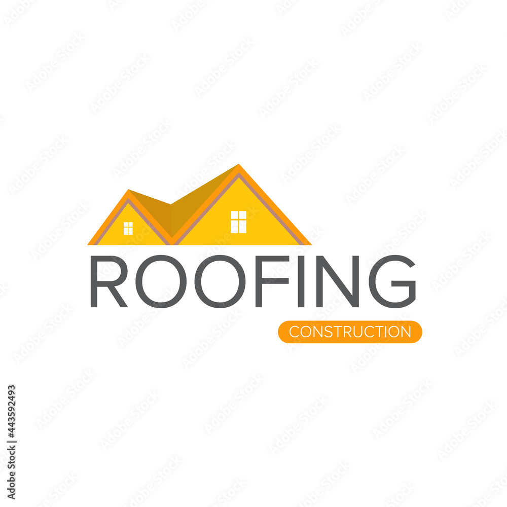 Roofing construction logo design template with roof top and slogan ...