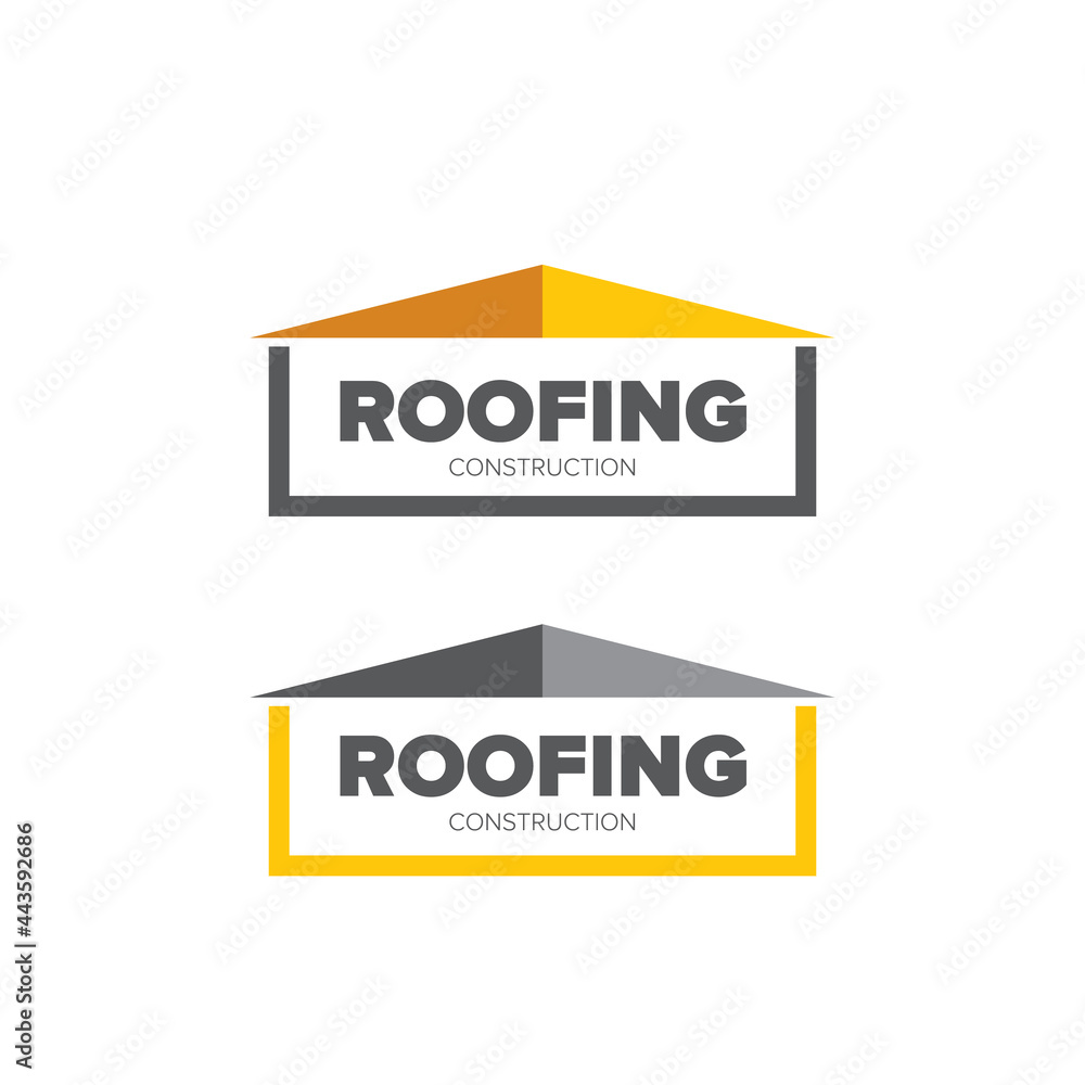 Roofing construction logo design template with roof top and slogan ...