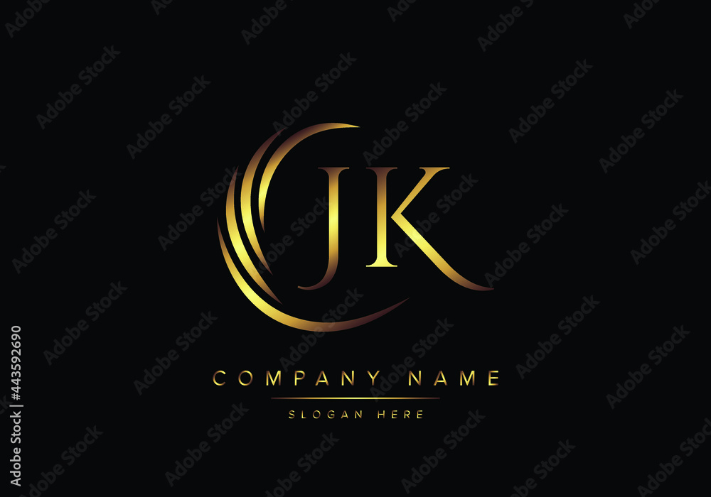 alphabet letters JK monogram logo, gold color elegant classical Stock ...