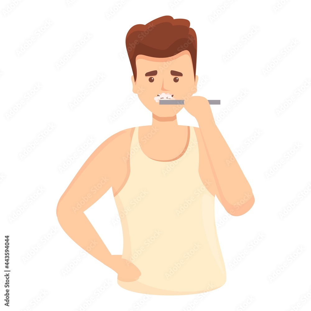 Boy clean teeth icon cartoon vector. Kid tooth brush. Man bathroom ...