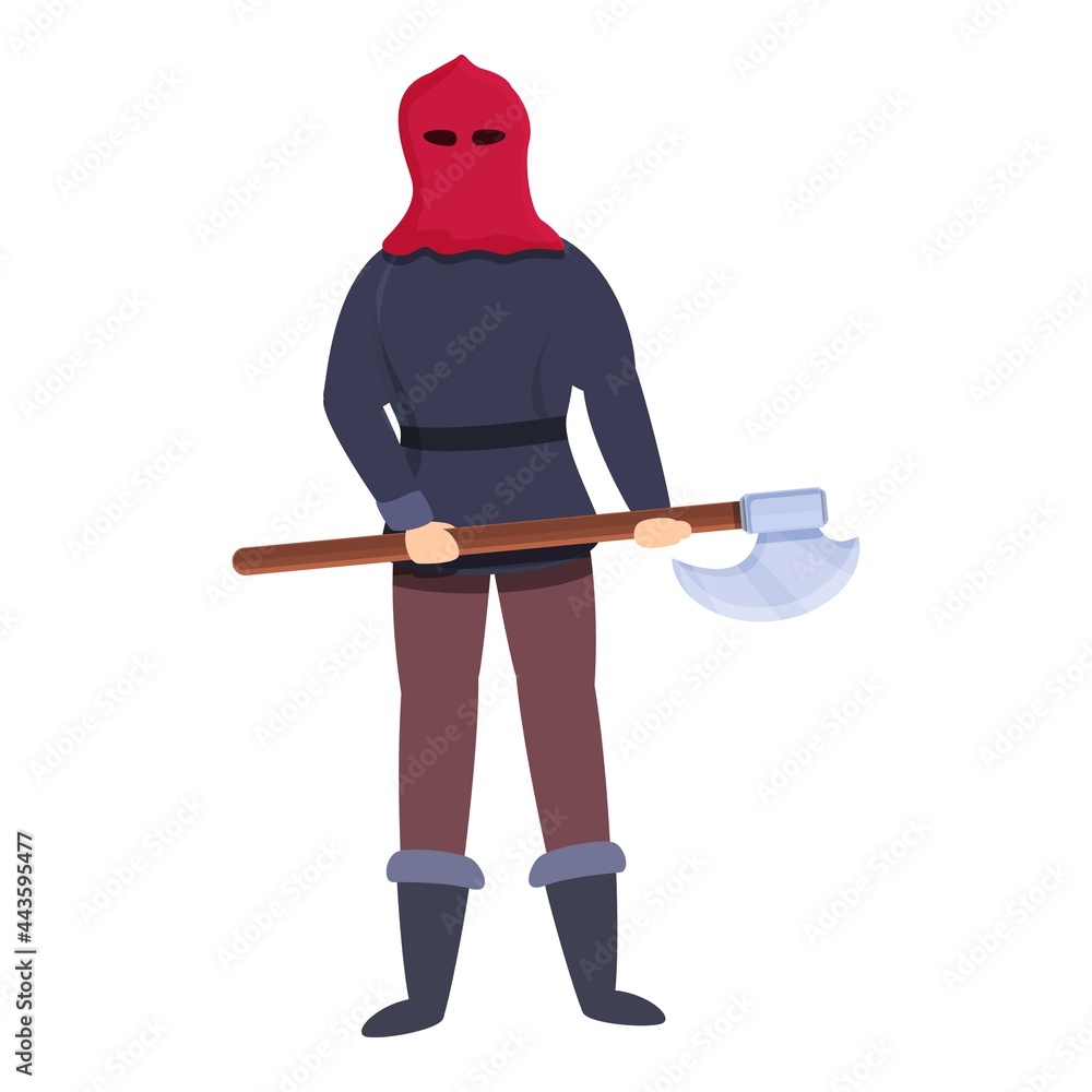 Medieval executioner icon cartoon vector. Medieval axe character ...