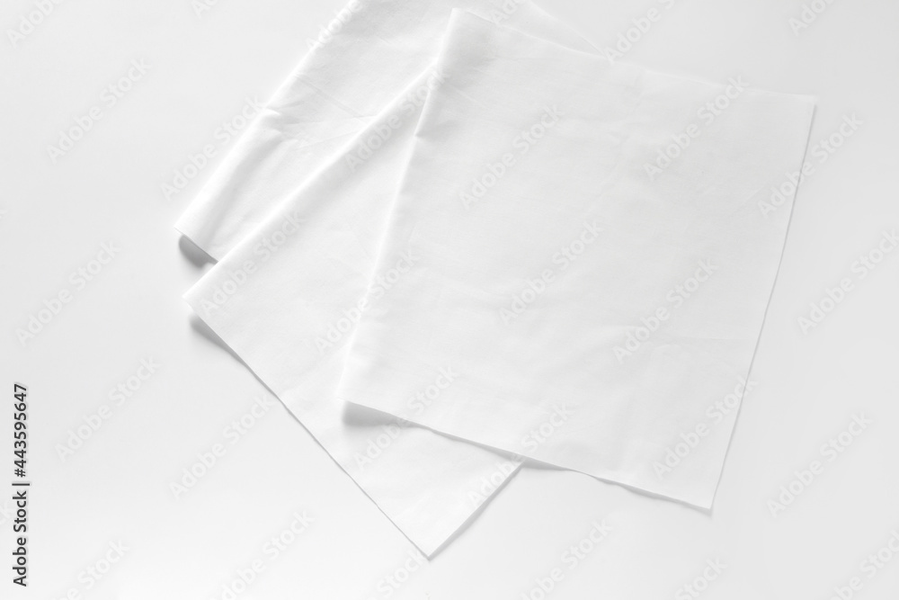 White cotton fabrics swatches on light background. Textile Mockup Stock ...