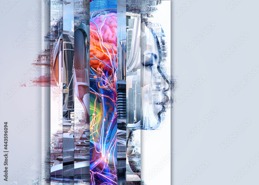 Science, technology, medicine graphic cover presentation. Universal ...