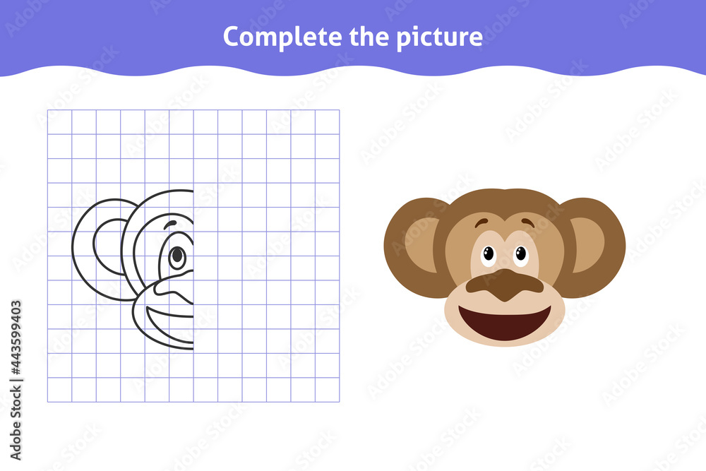 Complete the picture. Educational game, reflection image for toddlers ...