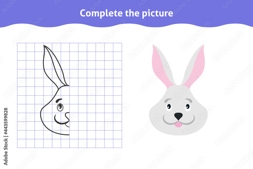 Complete the picture. Educational game, reflection image for toddlers ...
