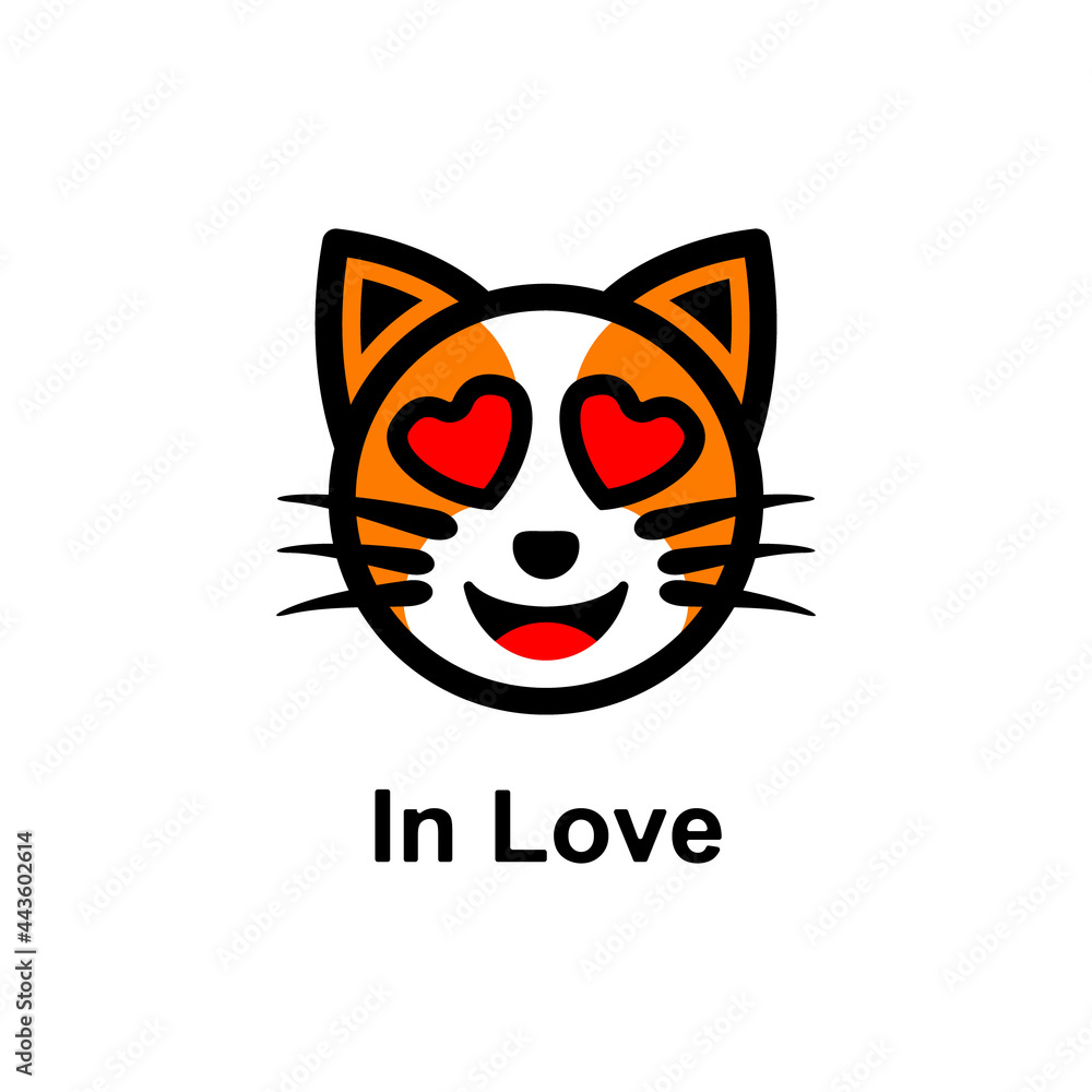 Vector Set Design Emoticon Reaction Face Cat Stock Vector | Adobe Stock