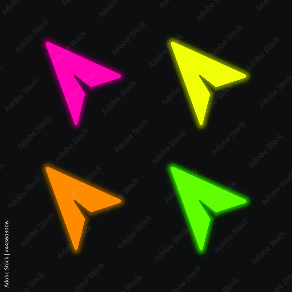 Vetor de Black Mouse Pointer four color glowing neon vector icon do ...