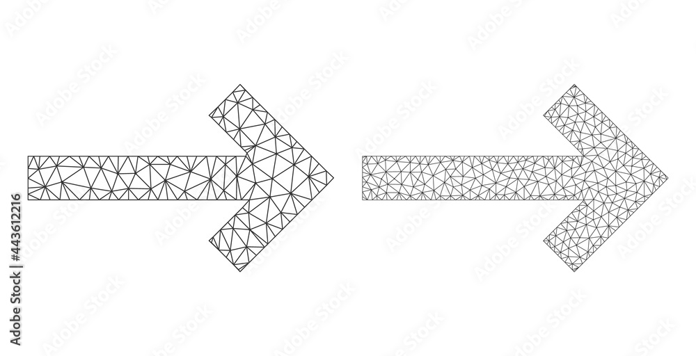 Mesh vector direction arrow icons. Mesh wireframe direction arrow ...