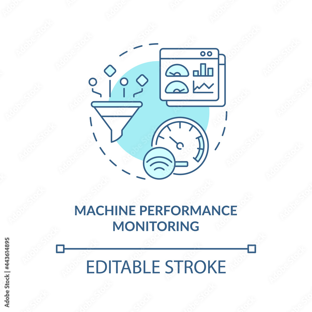 Machine performance monitoring concept icon. Digital twin tasks. Modern ...
