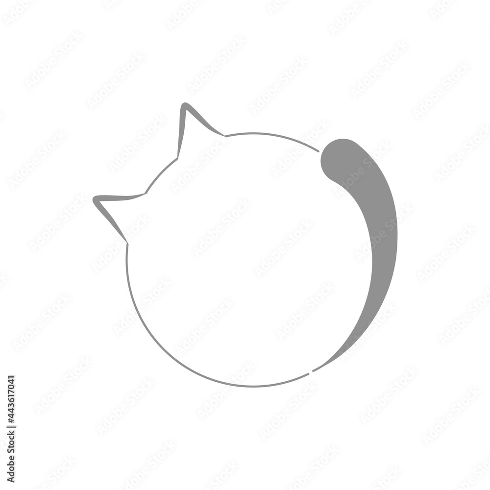 Vector illustration of a cat shape. Round stamp with ears and tail ...