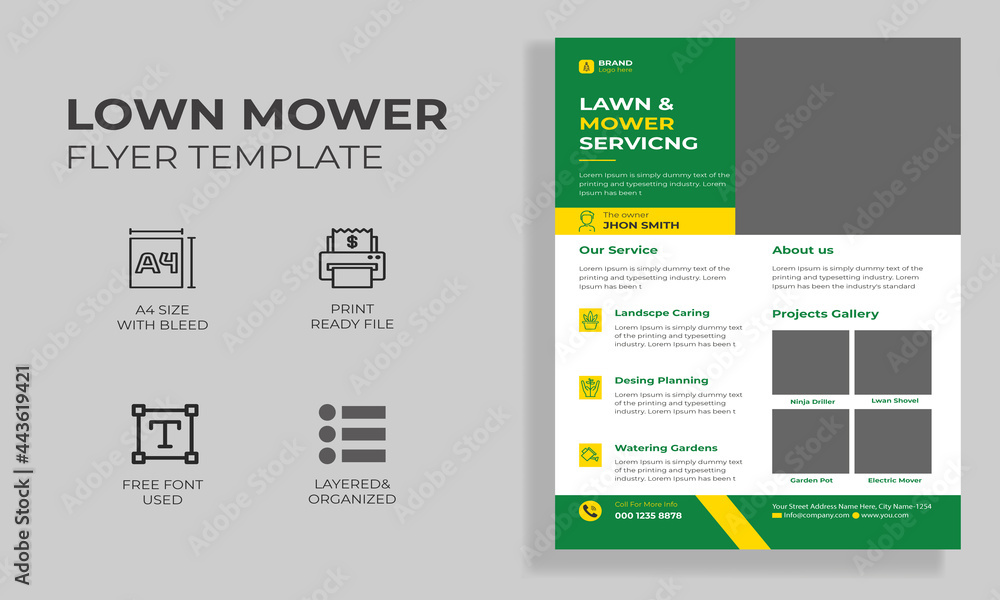 Mower Service Flyer Template. lawn mower poster, Business Flyer poster ...