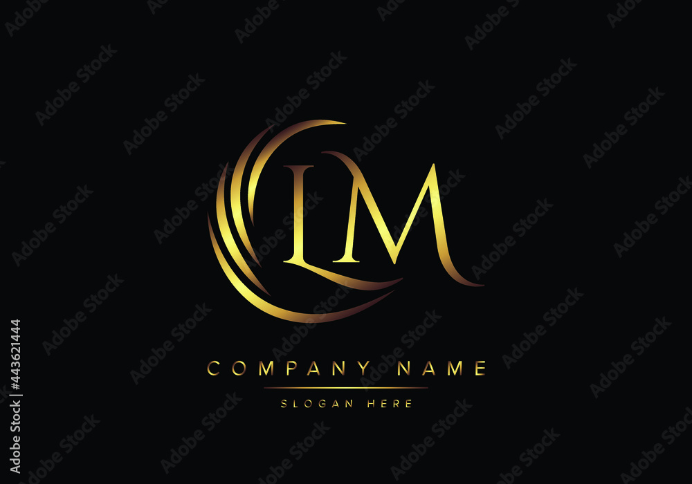 Vetor de alphabet letters LM monogram logo, gold color elegant ...