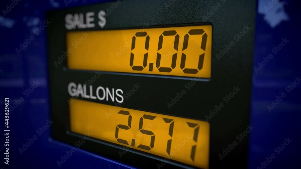 4K gas pump display showing gas pump display with zero costs for ...