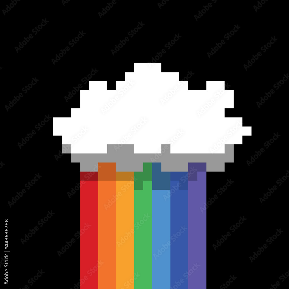Pixel art cloud with cloud with rainbow Stock Vector | Adobe Stock