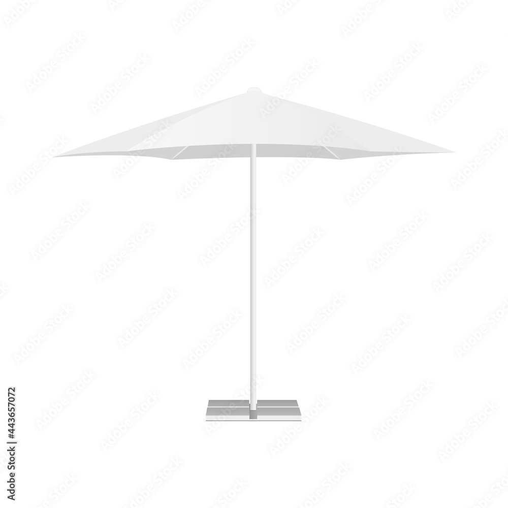 Patio Parasol Mockup Isolated on White Background, Front View. Vector ...