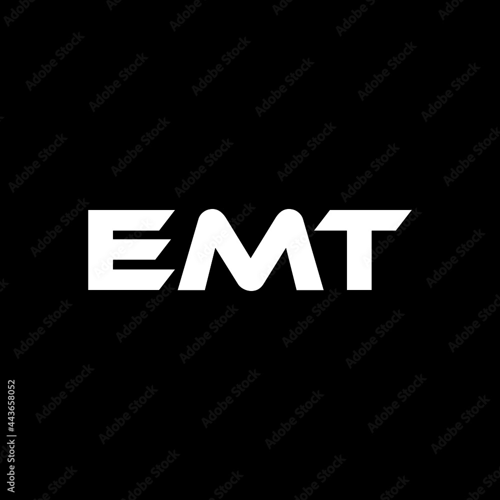 EMT letter logo design with black background in illustrator, vector ...