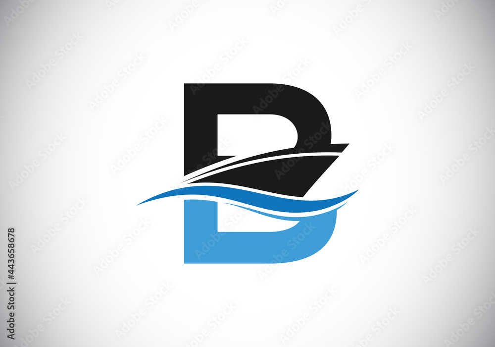 Capital letter B with the ship, cruise, or boat logo design template ...