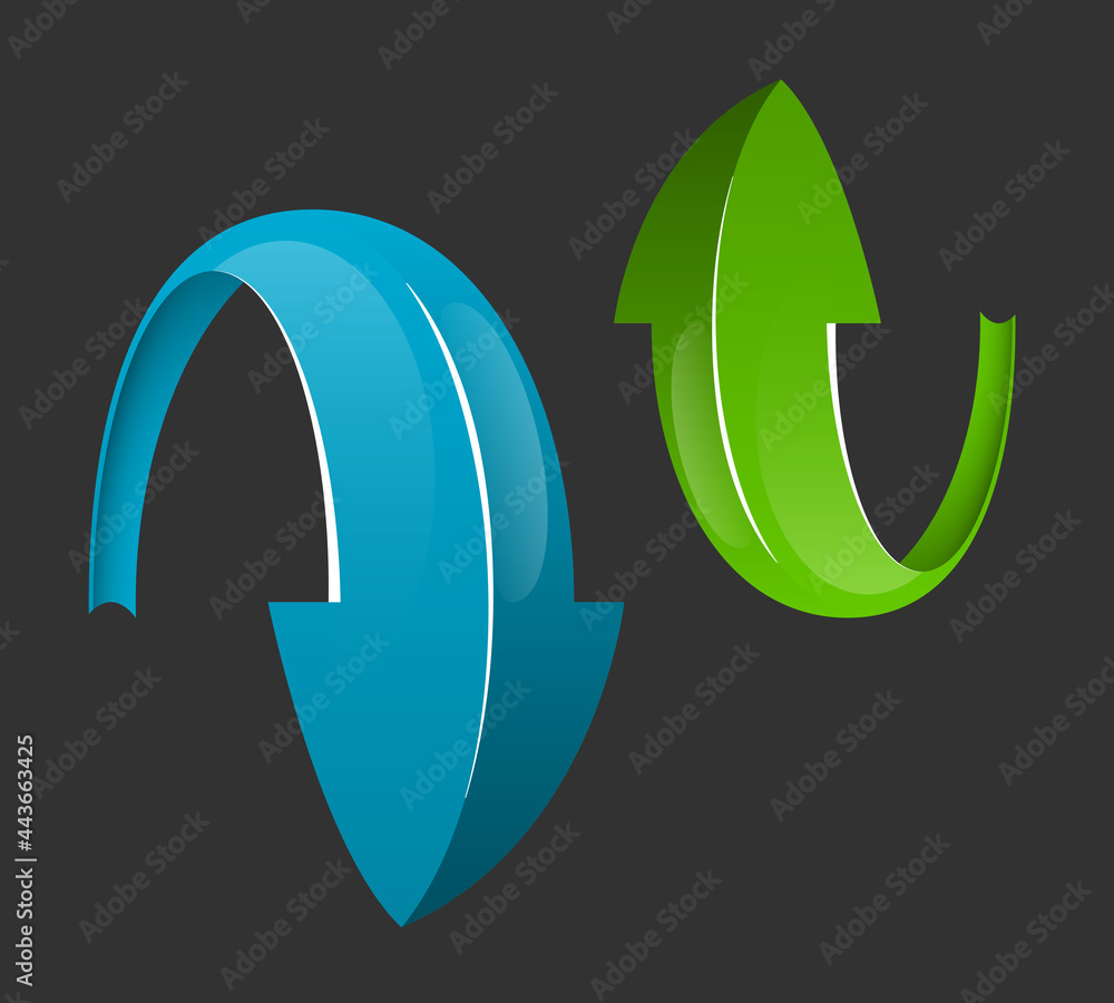 Circle arrow ribbon button. Direction round banner shape. Trend arrow ...