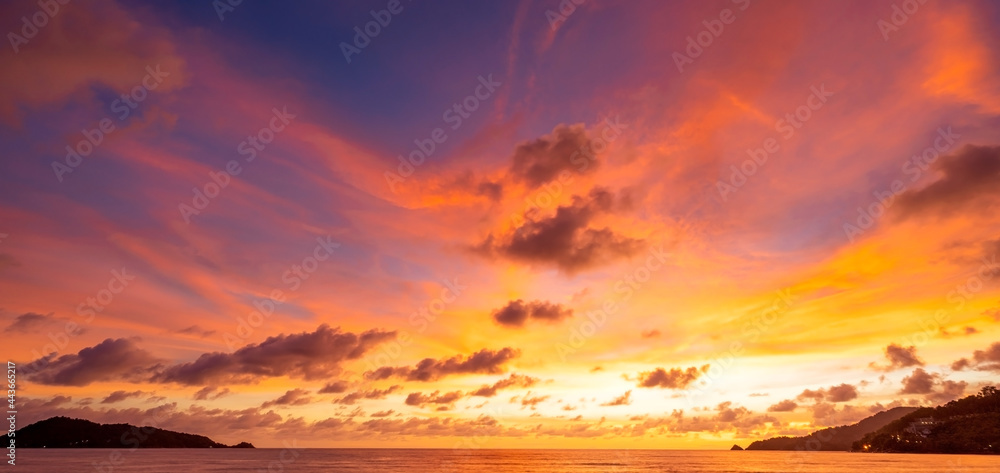 Majestic sunset or sunrise landscape Amazing light of nature cloudscape ...