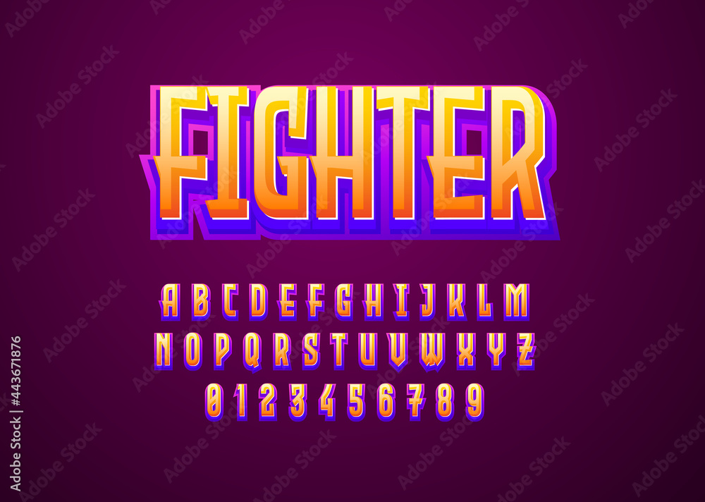 3d typeface game logo title text effect. Custom font alphabet letter ...