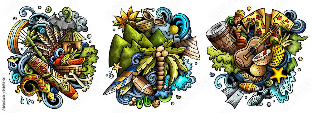 Figi cartoon vector doodle designs set. Stock Vector | Adobe Stock