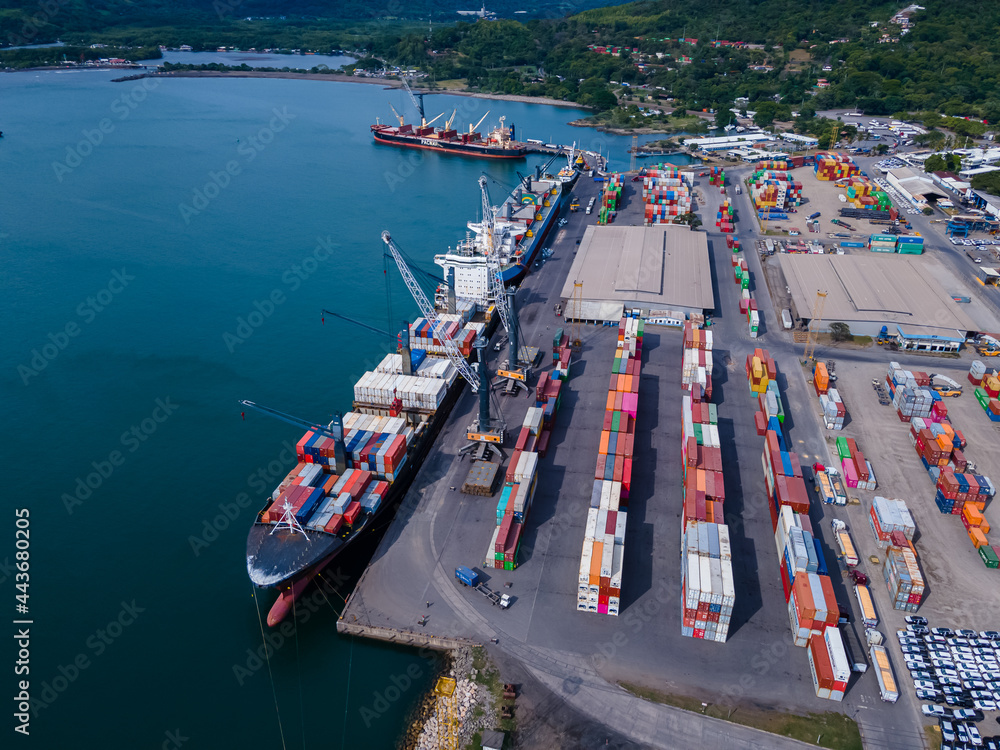 Beautiful aerial view of the Caldera Port in Puntarenas Costa Rica ...
