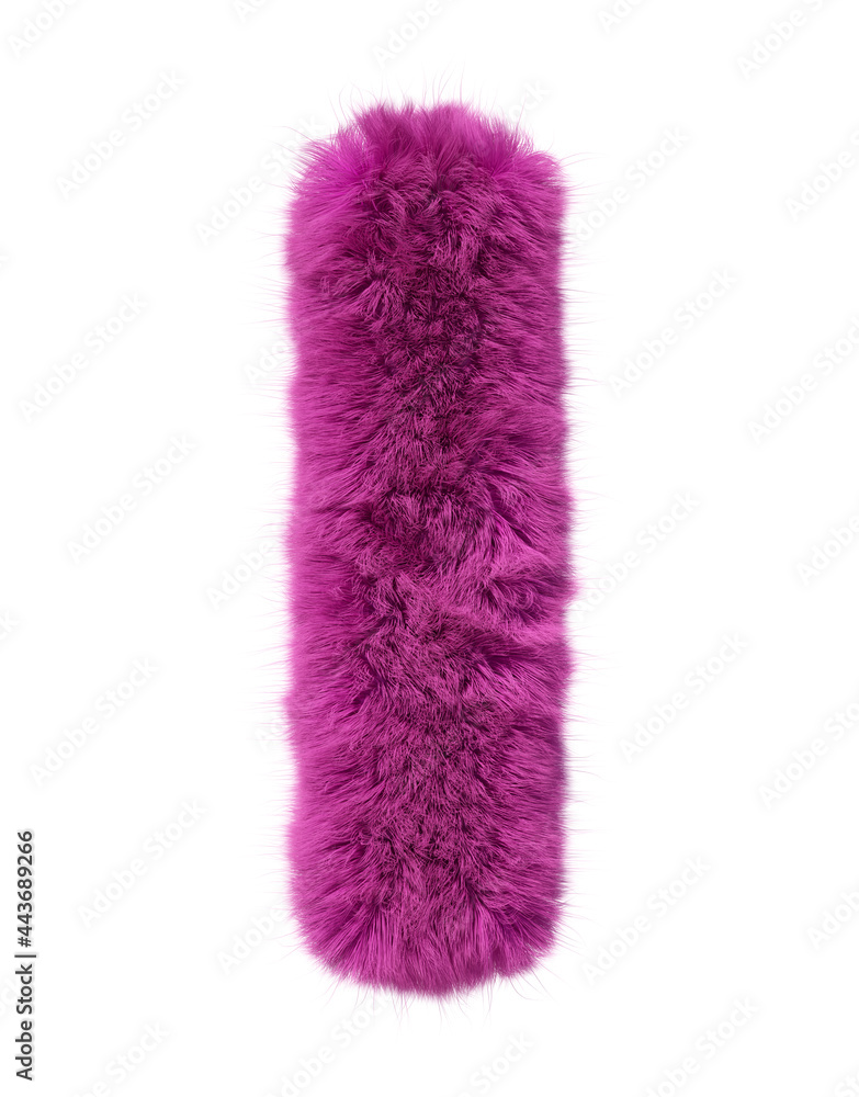 Pink fur alphabet. furry Furry letter I isolated on white background ...