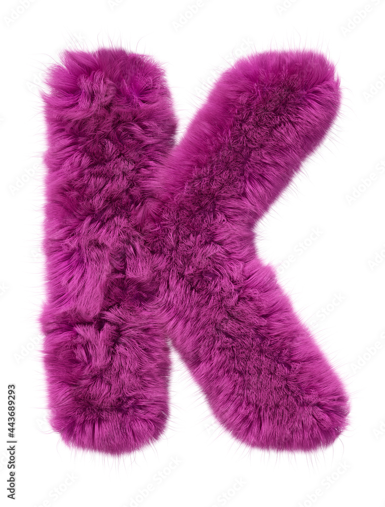 Pink Fur Alphabet Furry Furry Letter K Isolated On White Background