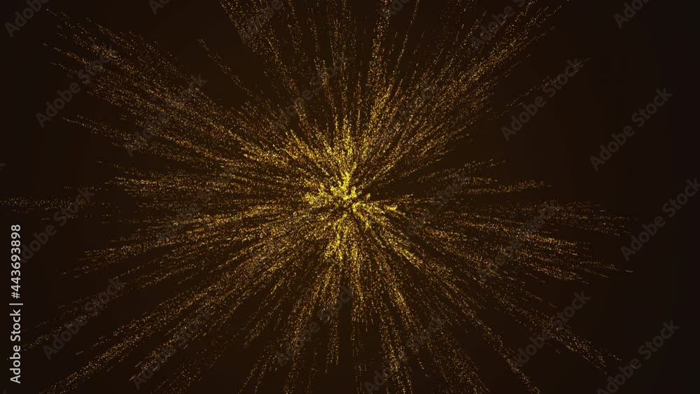 Explosion animation. Golden particles bang. Intro video footage. Stock ...