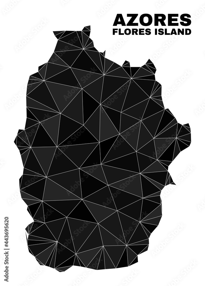Low-poly Flores Island of Azores map. Polygonal Flores Island of Azores ...