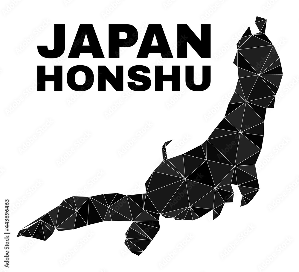 lowpoly Honshu Island map. Polygonal Honshu Island map vector is ...
