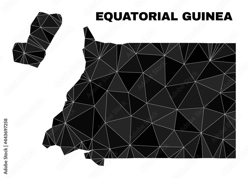Low-poly Equatorial Guinea map. Polygonal Equatorial Guinea map vector ...