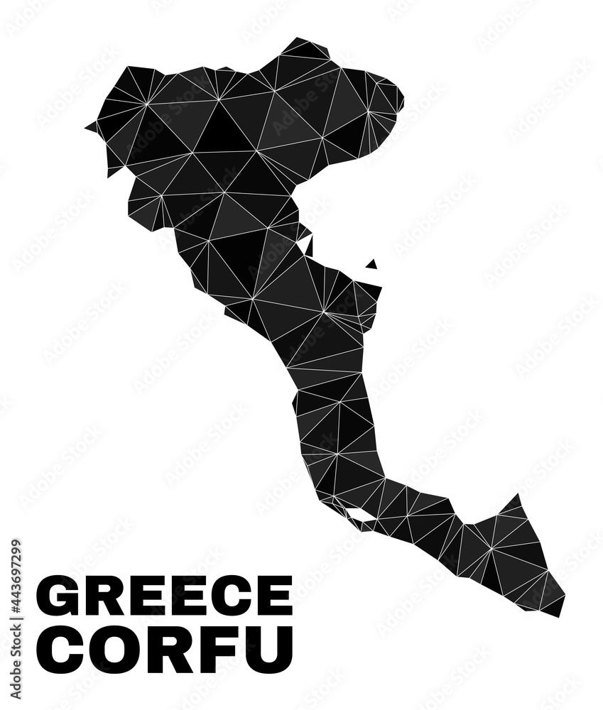 lowpoly Corfu Island map. Polygonal Corfu Island map vector is combined ...