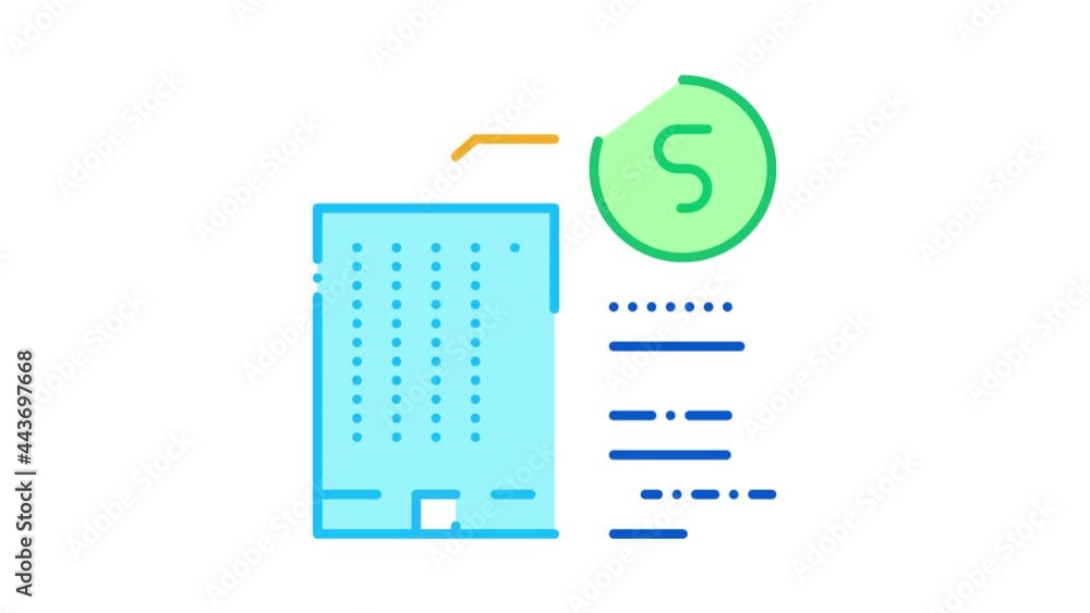 building cost Icon Animation. color building cost animated icon on ...