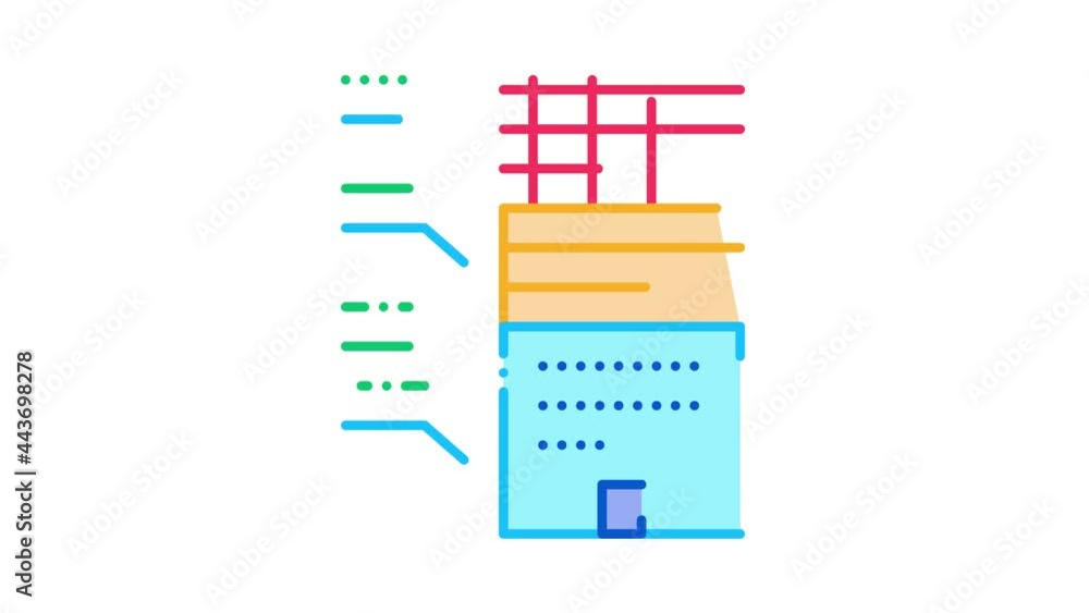 analysis of functions of parts of residential building Icon Animation ...