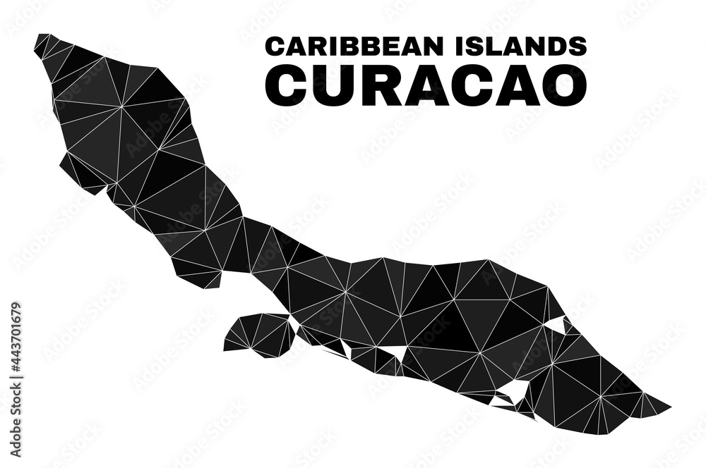 Low-poly Curacao Island map. Polygonal Curacao Island map vector ...
