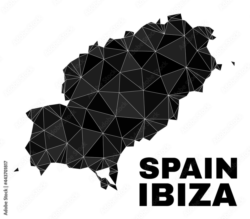 lowpoly Ibiza Island map. Polygonal Ibiza Island map vector is designed ...