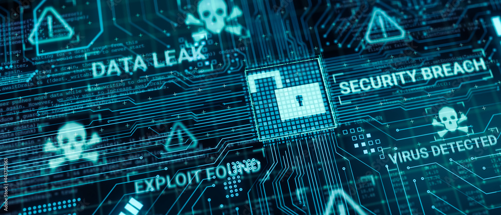 Hacker Attack Computer Hardware Microchip While Process Data Through