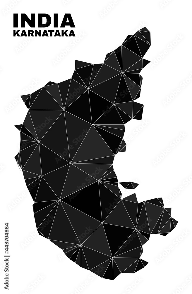Low-poly Karnataka State map. Polygonal Karnataka State map vector ...