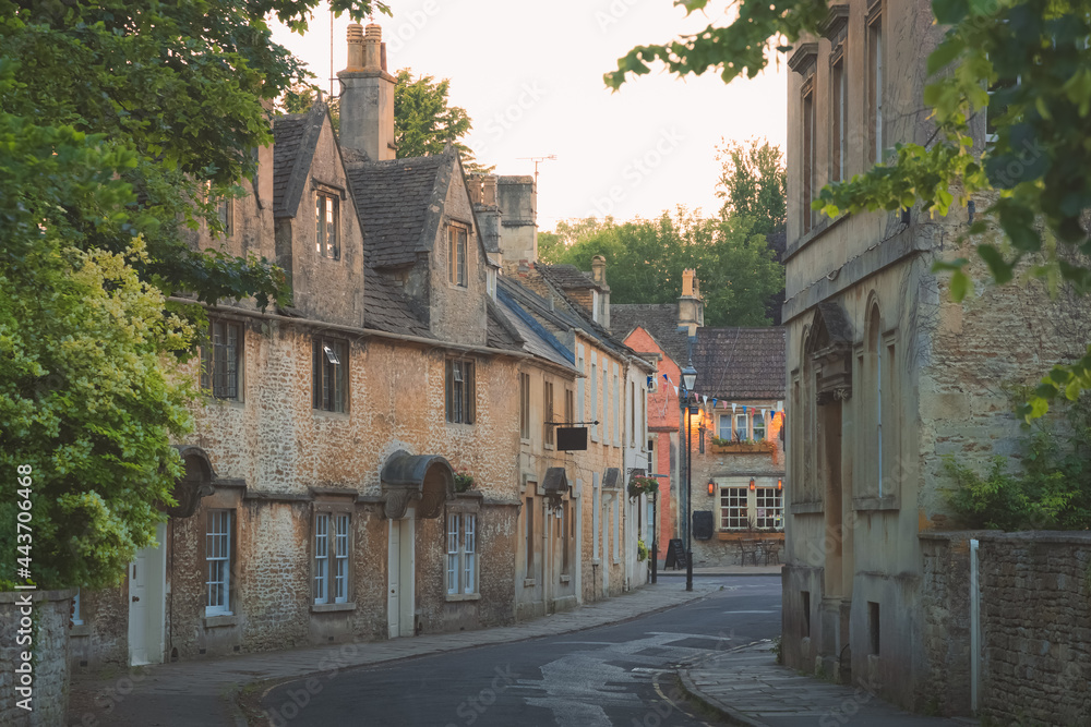 The historic quaint old market town centre of Corsham, Wiltshire during ...