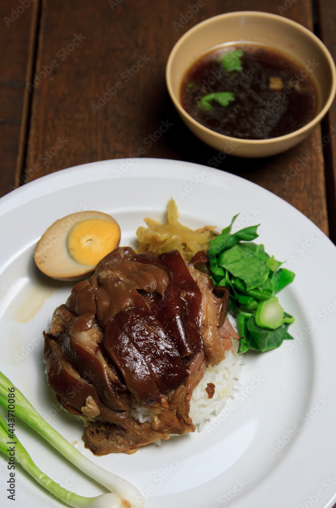 Thai Pork Leg Stew Recipe Kao Ka Moo Thai food Stock Photo | Adobe Stock