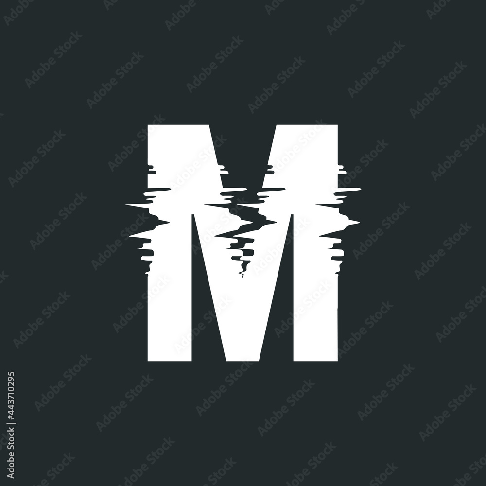 Glitch still letter M. Vector symbol. Stock Vector | Adobe Stock