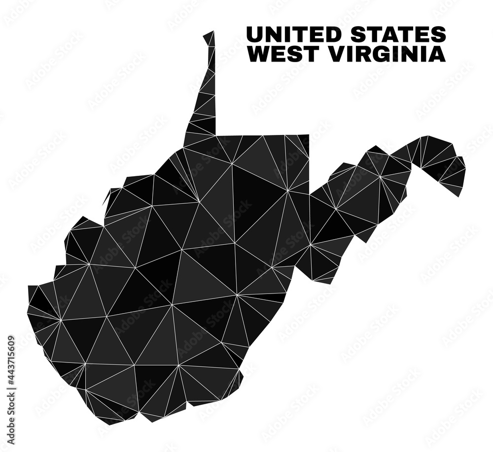 Low-poly West Virginia State map. Polygonal West Virginia State map ...