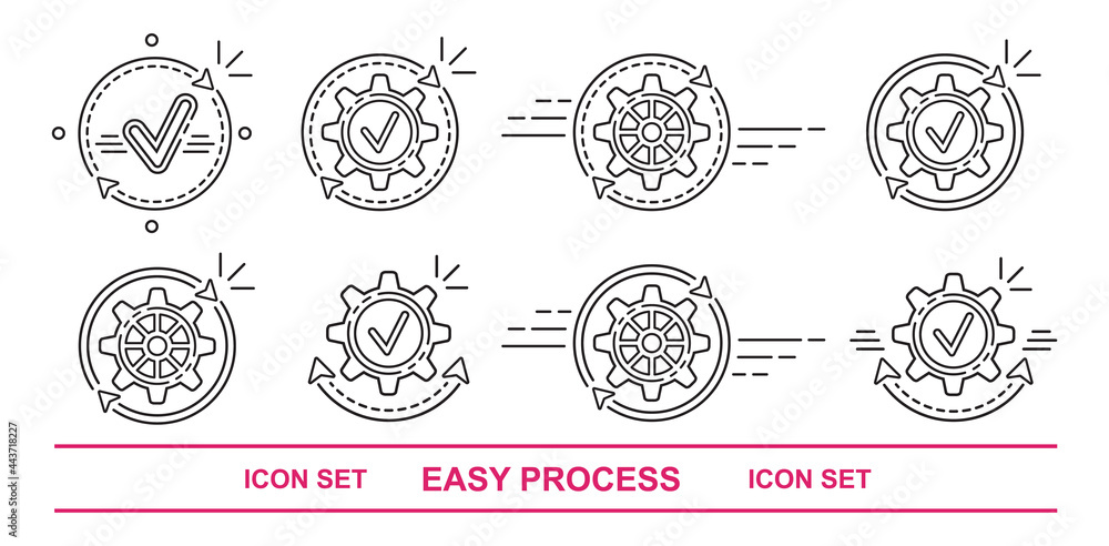 Easy operation process, data update line icon set. Optimize and ...