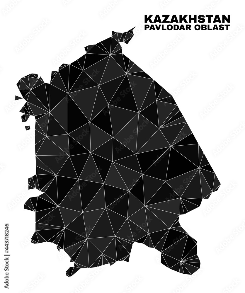 Low-poly Pavlodar Region map. Polygonal Pavlodar Region map vector is ...